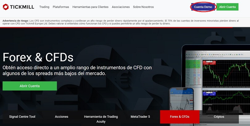 Cuenta Demo Tickmill: Como Abrir Una e info Útiles